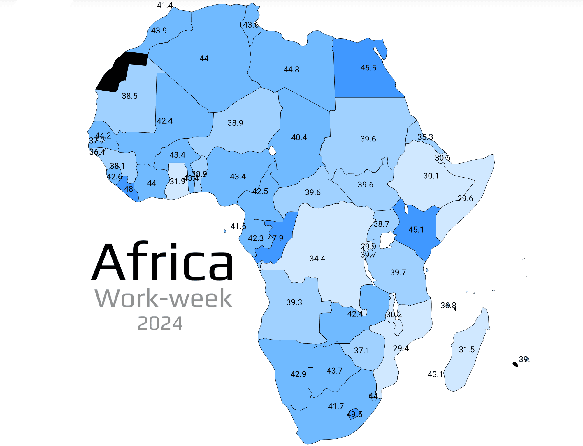 Mapped: Average Working Hours weekly by African Countries in 2024 ...