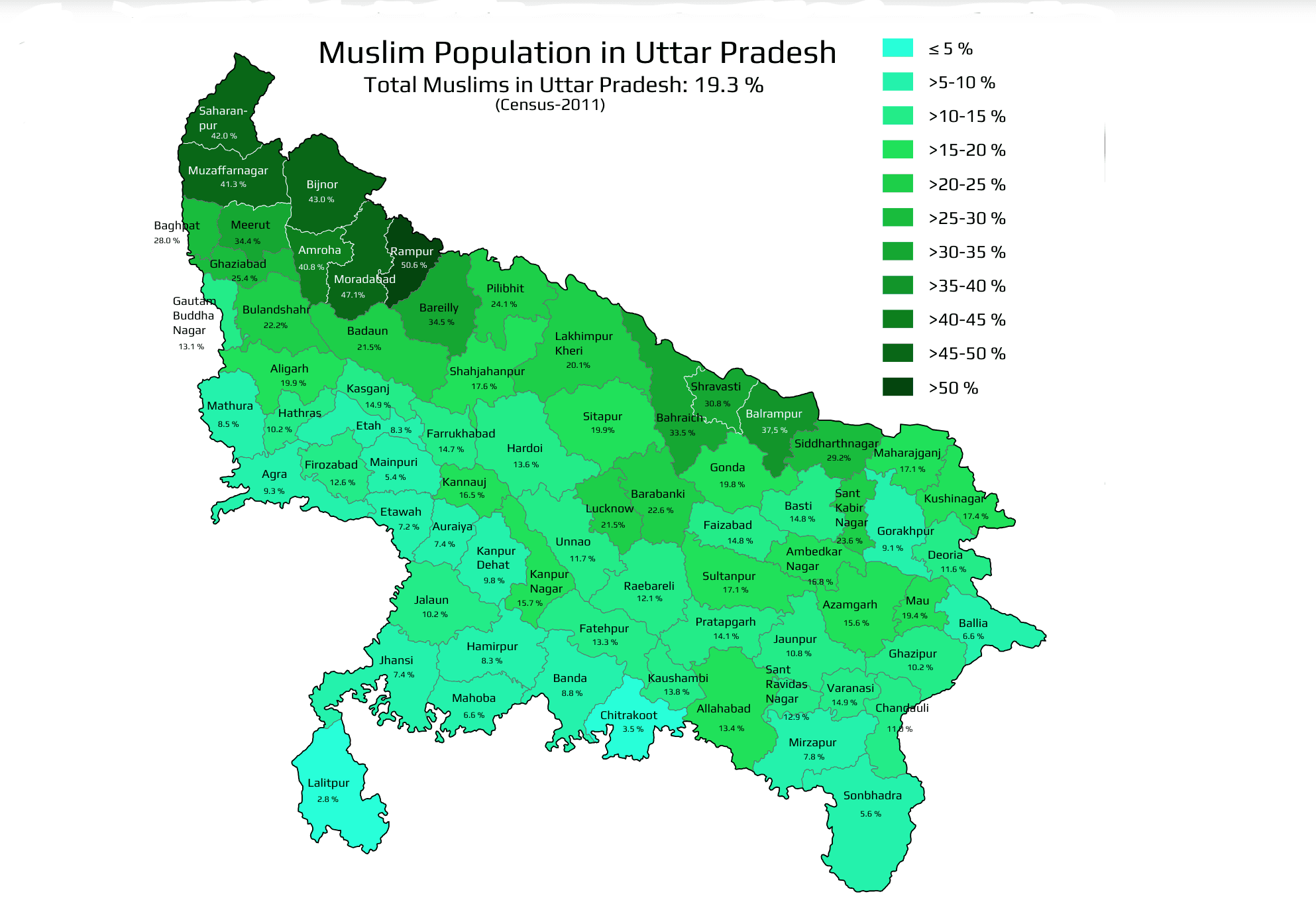 Mapped: What are the muslims population in Uttar Pradesh | State of ...